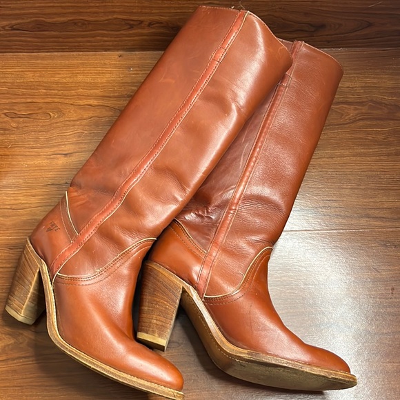 Frye | Shoes | Frye 71 Vintage 1980s Tall Riding Boots With Stacked ...